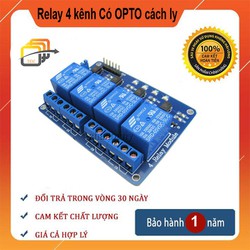 Module relay 4 kênh 5V đóng cắt thiết bị điện 220v 10A Có OPTO cách ly ...