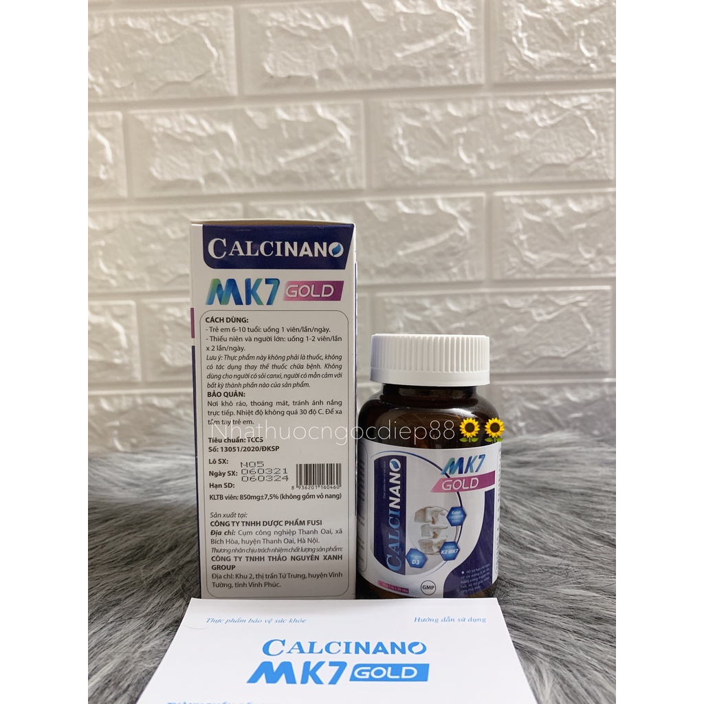 CALCI NANO MK7 GOLD - Viên uống bổ sung canxi vitamin D3 K2 giúp xương chắc khỏe ngừa loãng ...